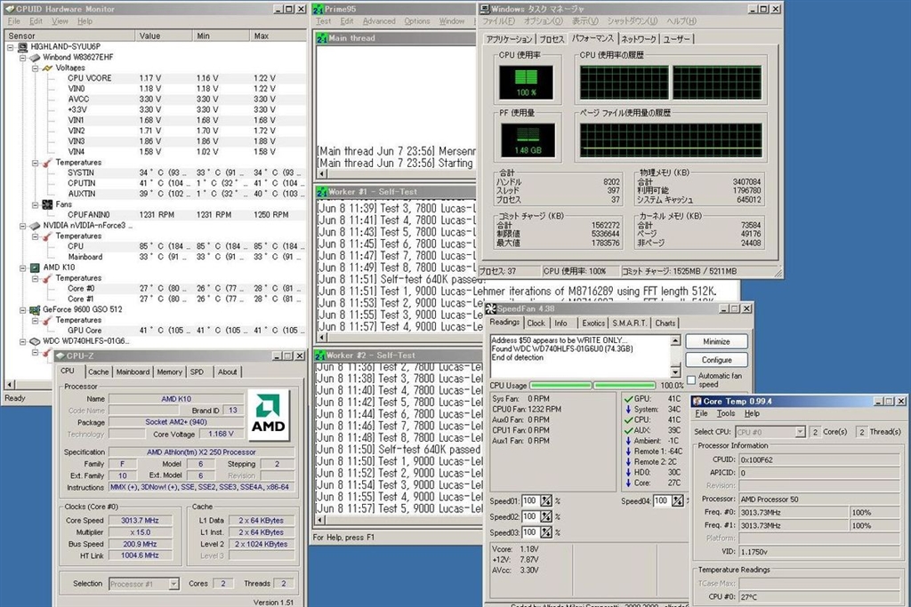 価格.com - 『1.175V駆動、Prime95、12時間』AMD Athlon II X2 Dual-Core 250 BOX D ...